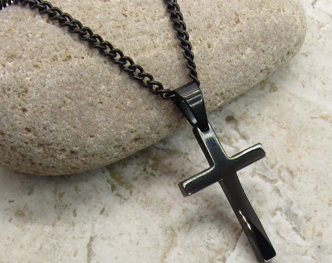Gunmetal Stainless Steel Cross Pendant Hypo Allergenic - Etsy