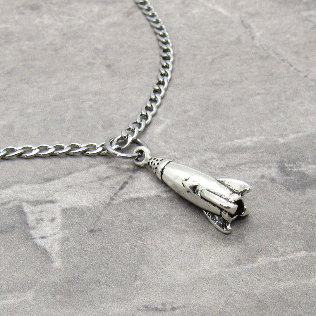 Silver Rocket Spacecraft Pendant, Celestial Jewelry, 3D Rocket Pendant ...