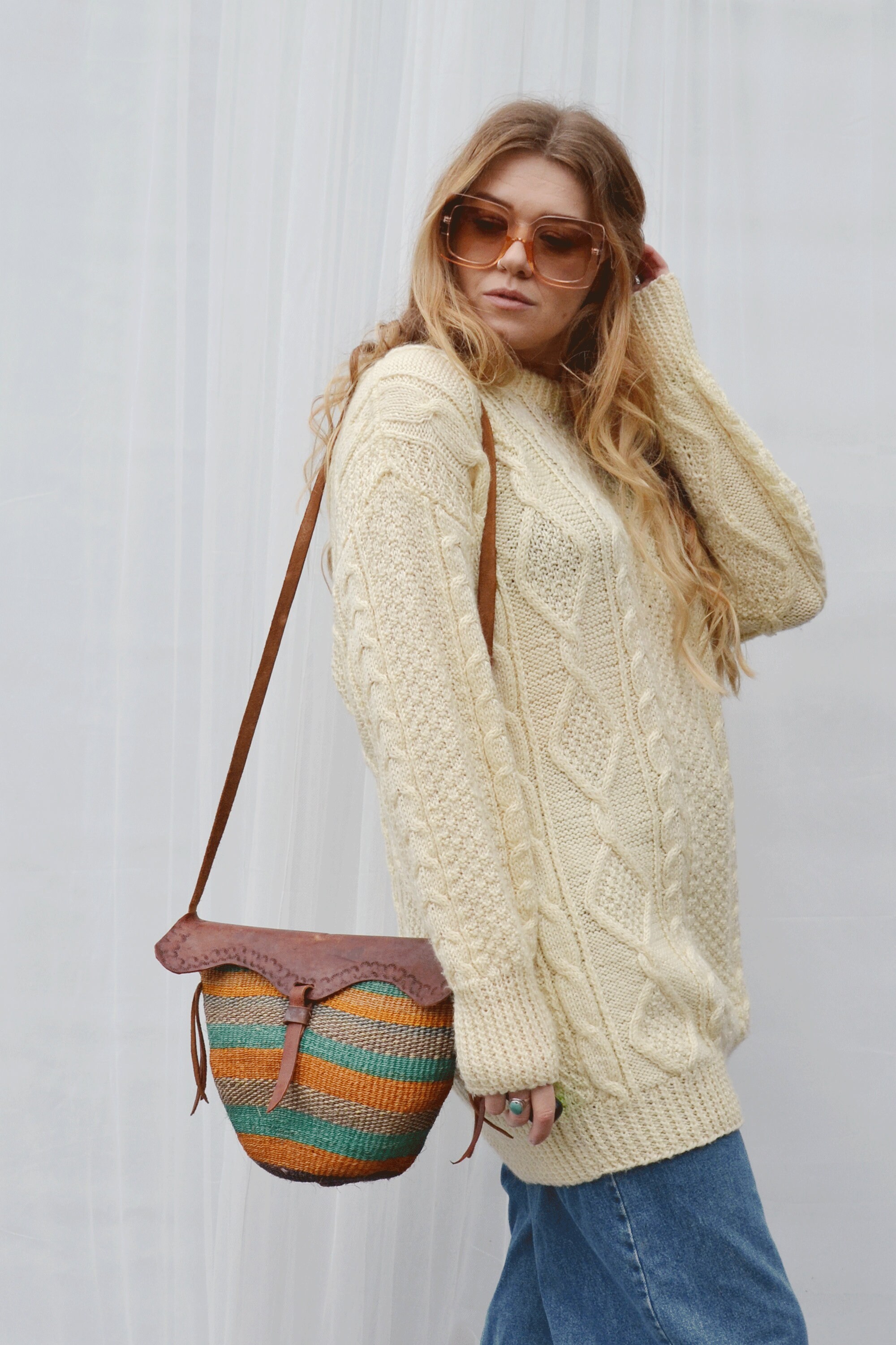 Vintage Brown Tooled Leather Straw Bag - Etsy