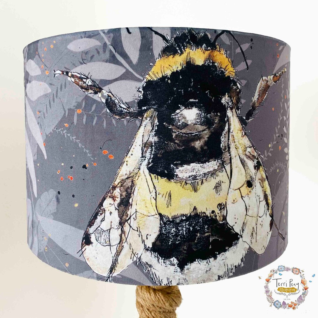 Bumble Bee - Luxury Velvet & Gold Lampshade - Made in UK - Etsy