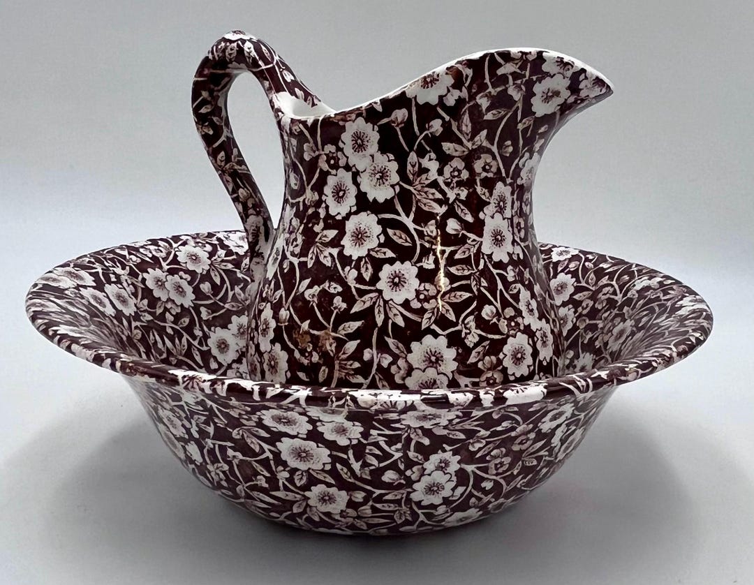 Crownford Calico Brown Transfer Ware, Chintz, Straffordshire Bowl ...