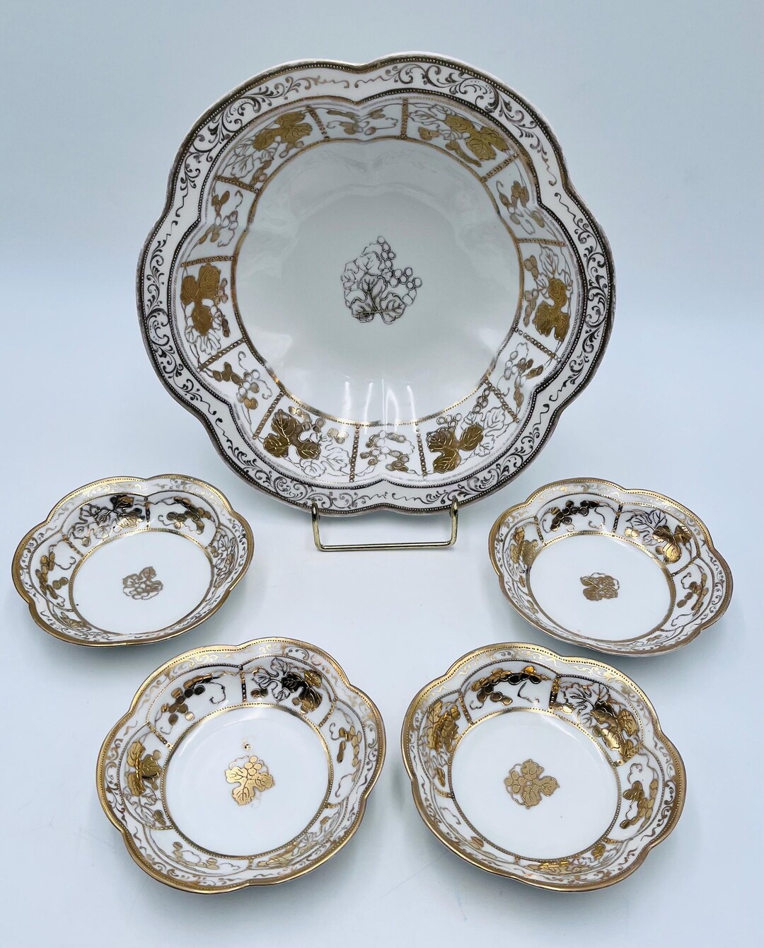 Morimura Bros. Nippon C. 1910 Hard Paste Porcelain Hand Painted Gold ...