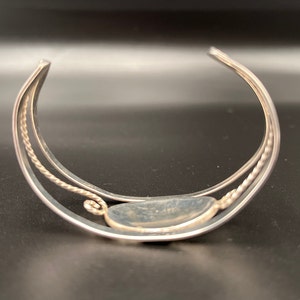 Sterling Silver Cuff Bracelet, Inlaid Mother of Pearl, Vintage Mexico ...