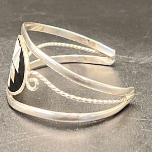 Sterling Silver Cuff Bracelet, Inlaid Mother of Pearl, Vintage Mexico ...