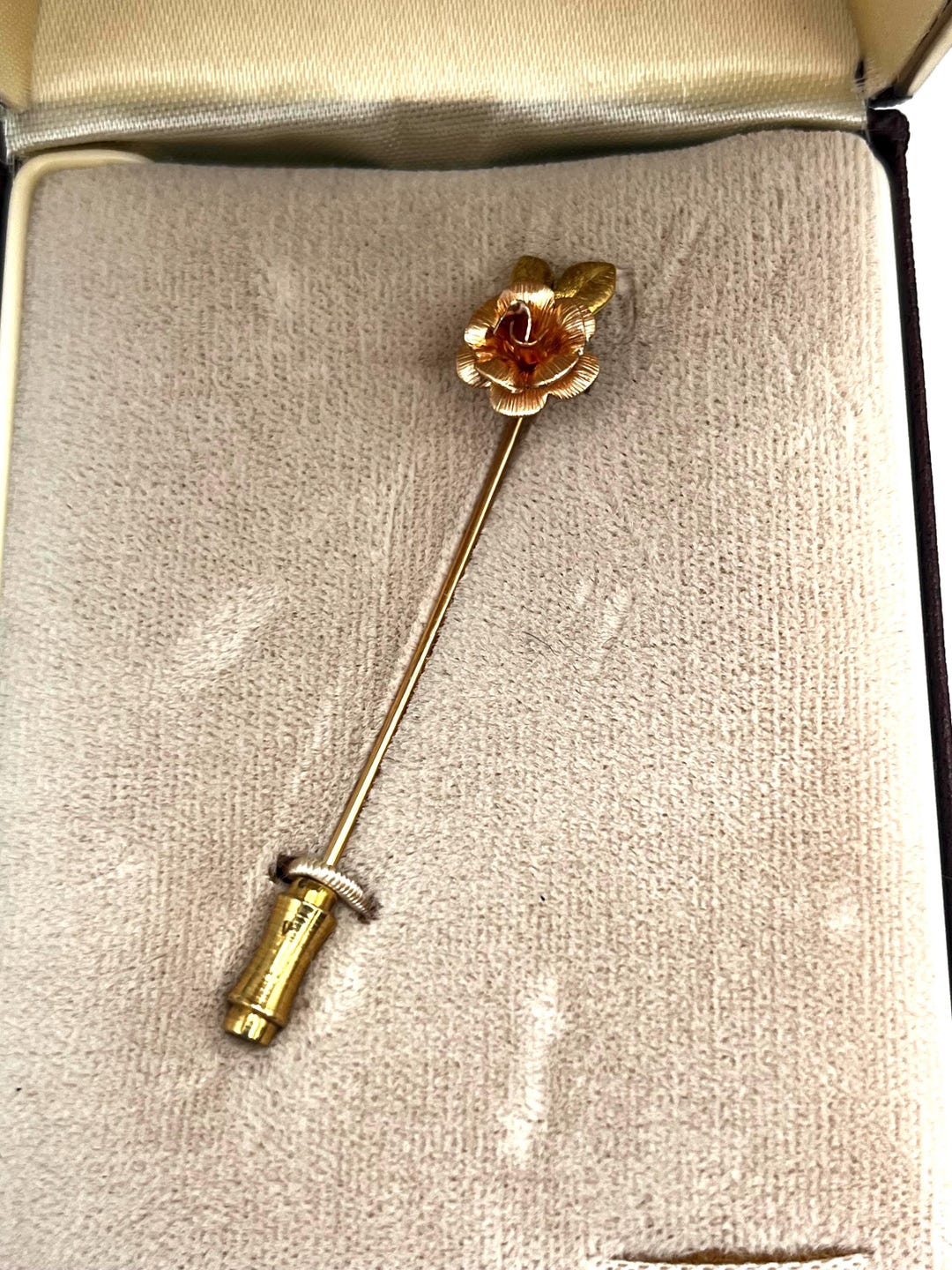 Krementz 14K Gold Overlay Rose Flower Hat Pin C. 1950 - 1960's - Etsy
