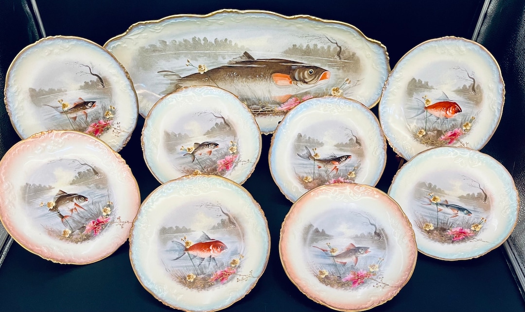 Fish Serving Set With 24K Gold Trim. Lazarus Strauss & Sons. Circa 1870 ...