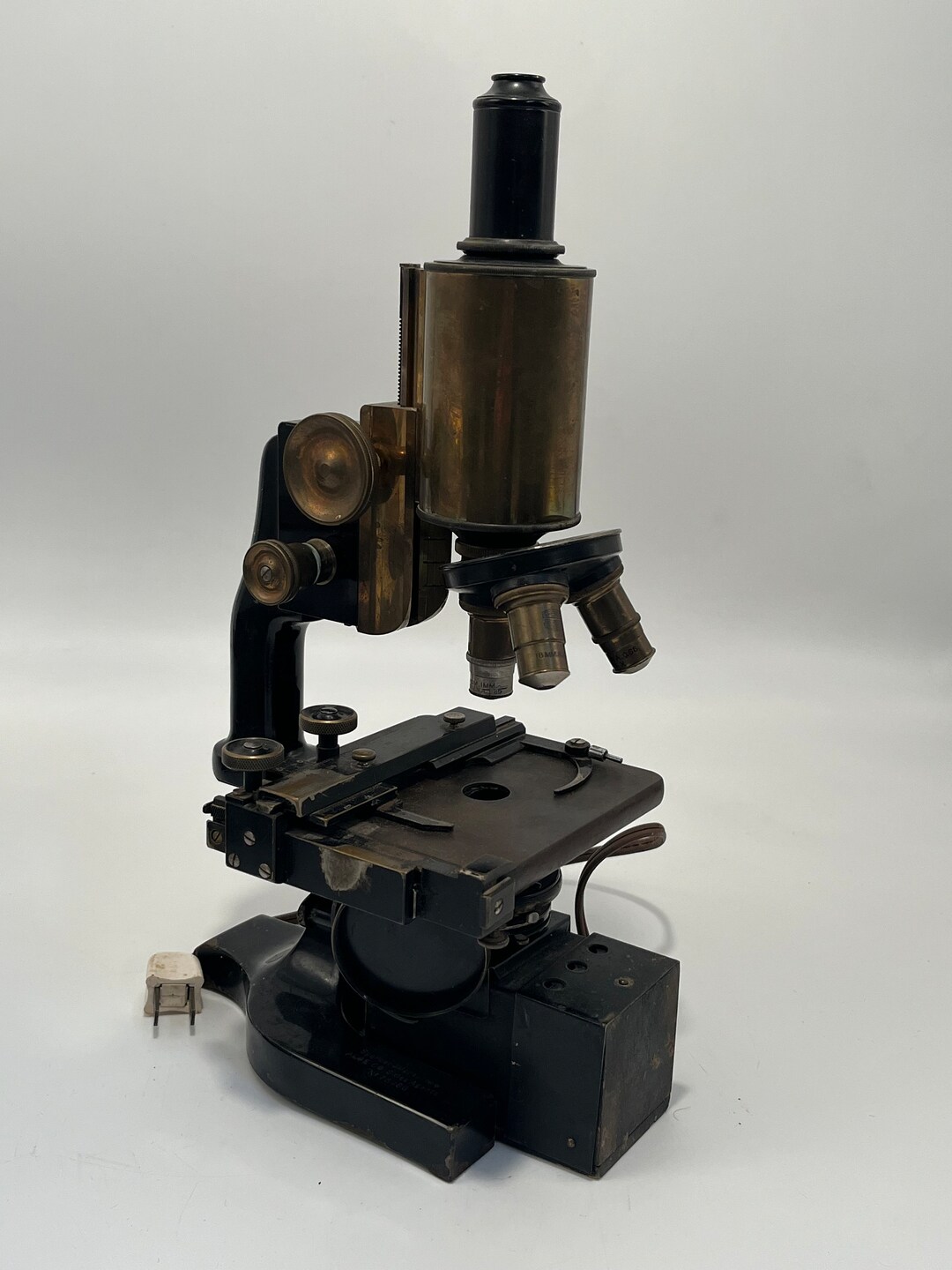 Brass Spencer Microscope, #75466, 3 Lens, Light Box - Buffalo, NY C ...