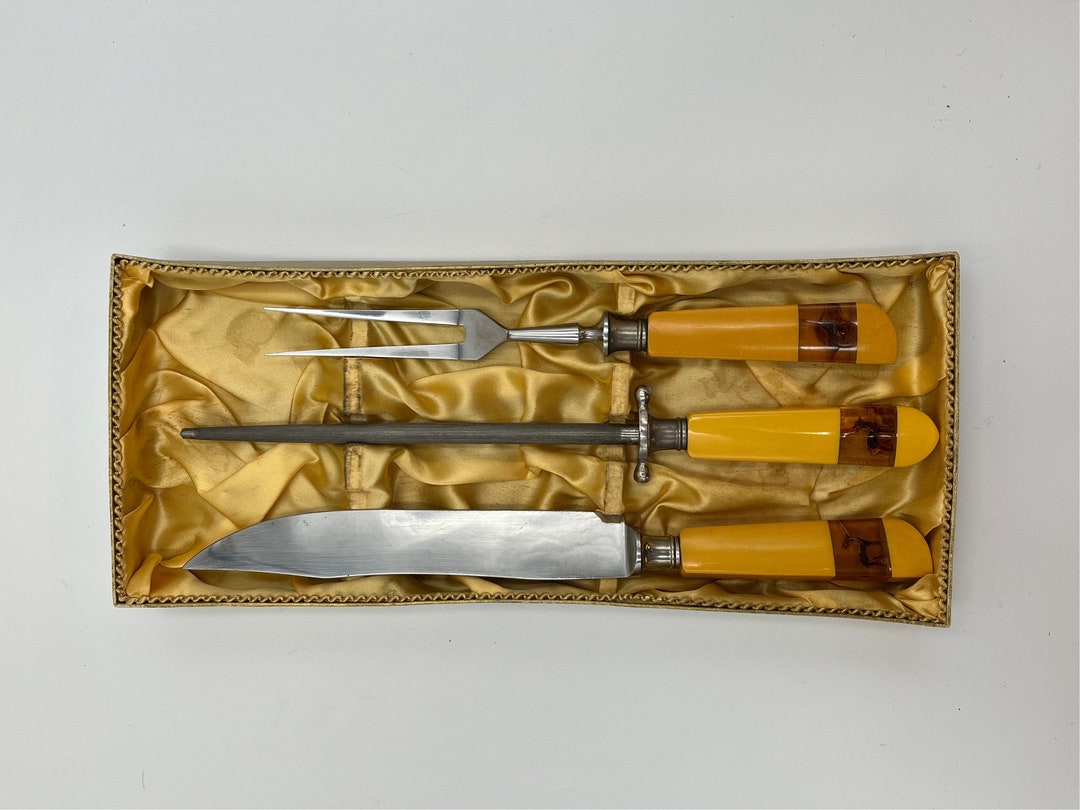 Carving Set, German, “baron” Rostfrei Solingen, Steel Etched Blade ...