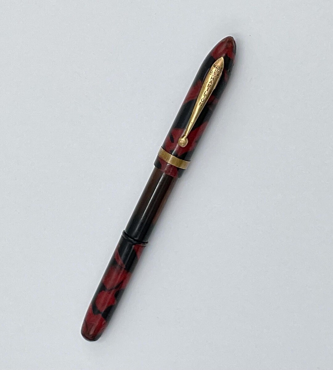 Fountain Pen, Hamilton, Black/red, 14k Gold, Screw on Top, C. 1920's - Etsy