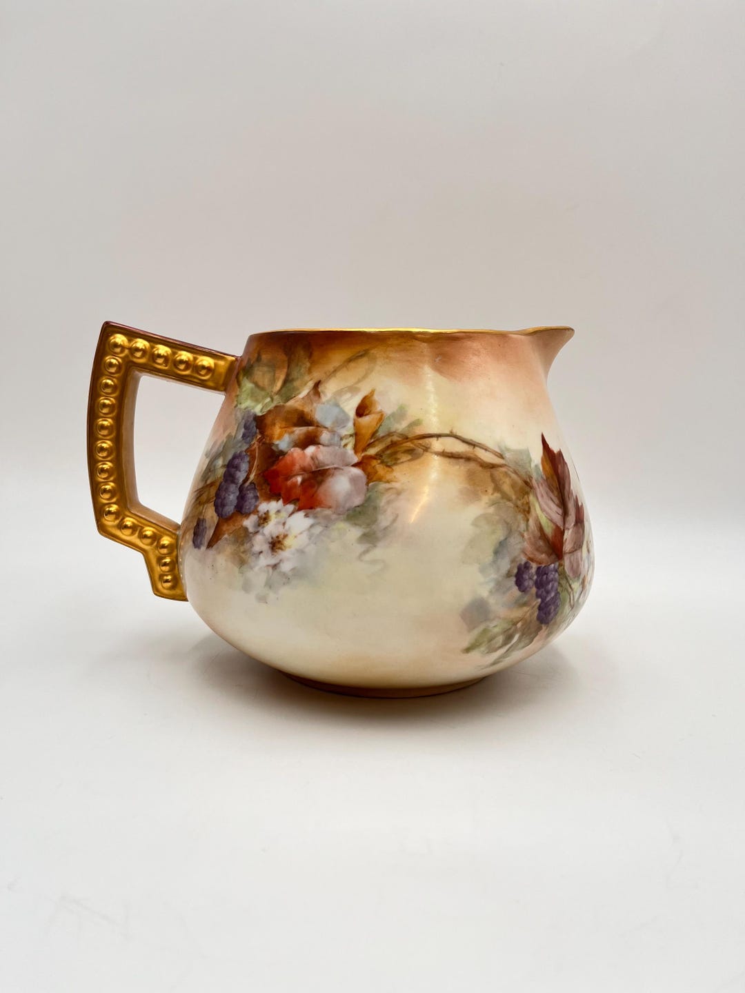 Hand Painted Porcelain Lemonade/cider Pitcher, Blackberries/fall, in ...