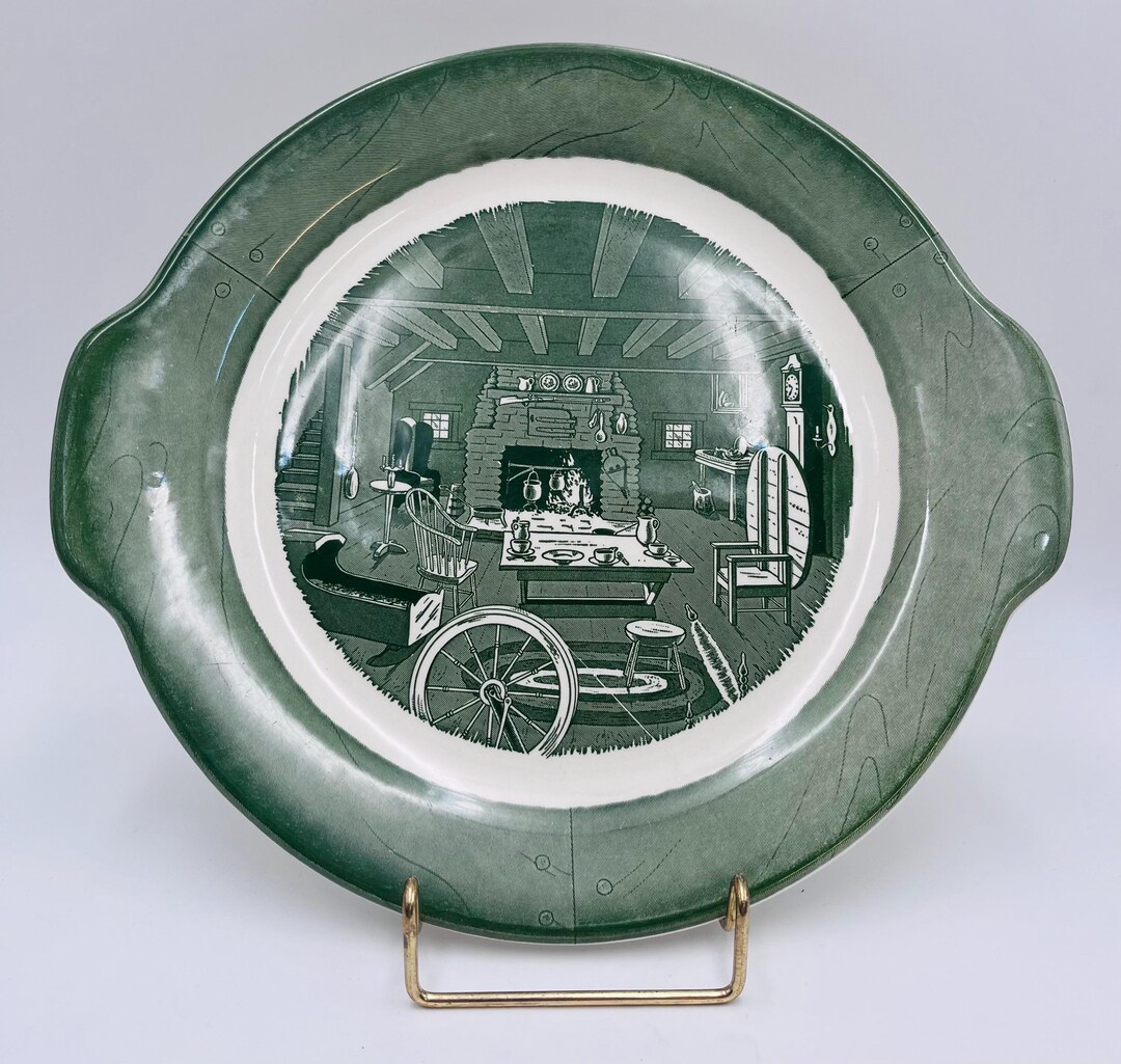Colonial Homestead Cake Plate C. 1950's Royal Handled Green 10.5" - Etsy