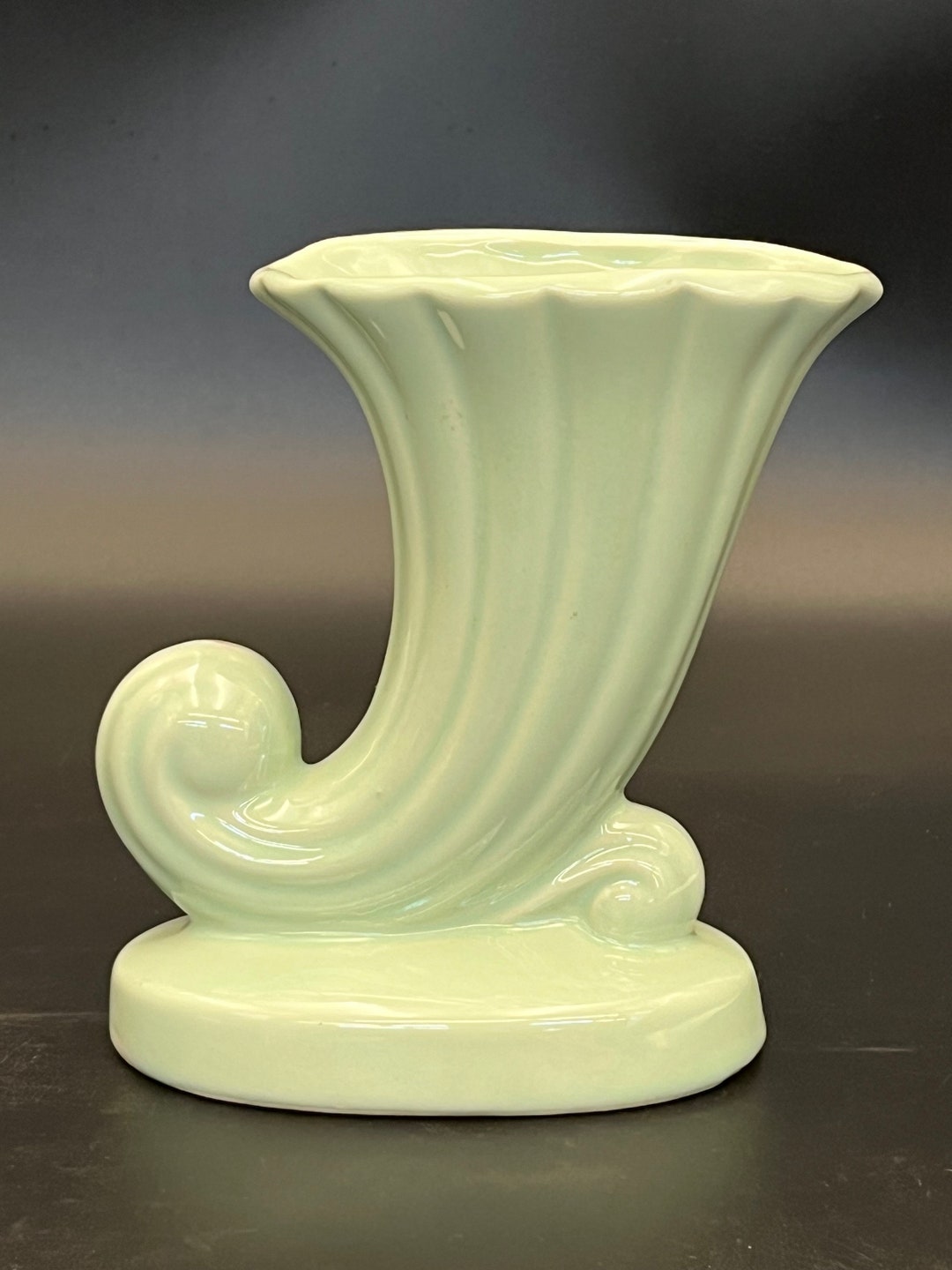 Vase, Cornucopia Shape, Shawnee Pottery, Light Green, C. 1940s - Etsy