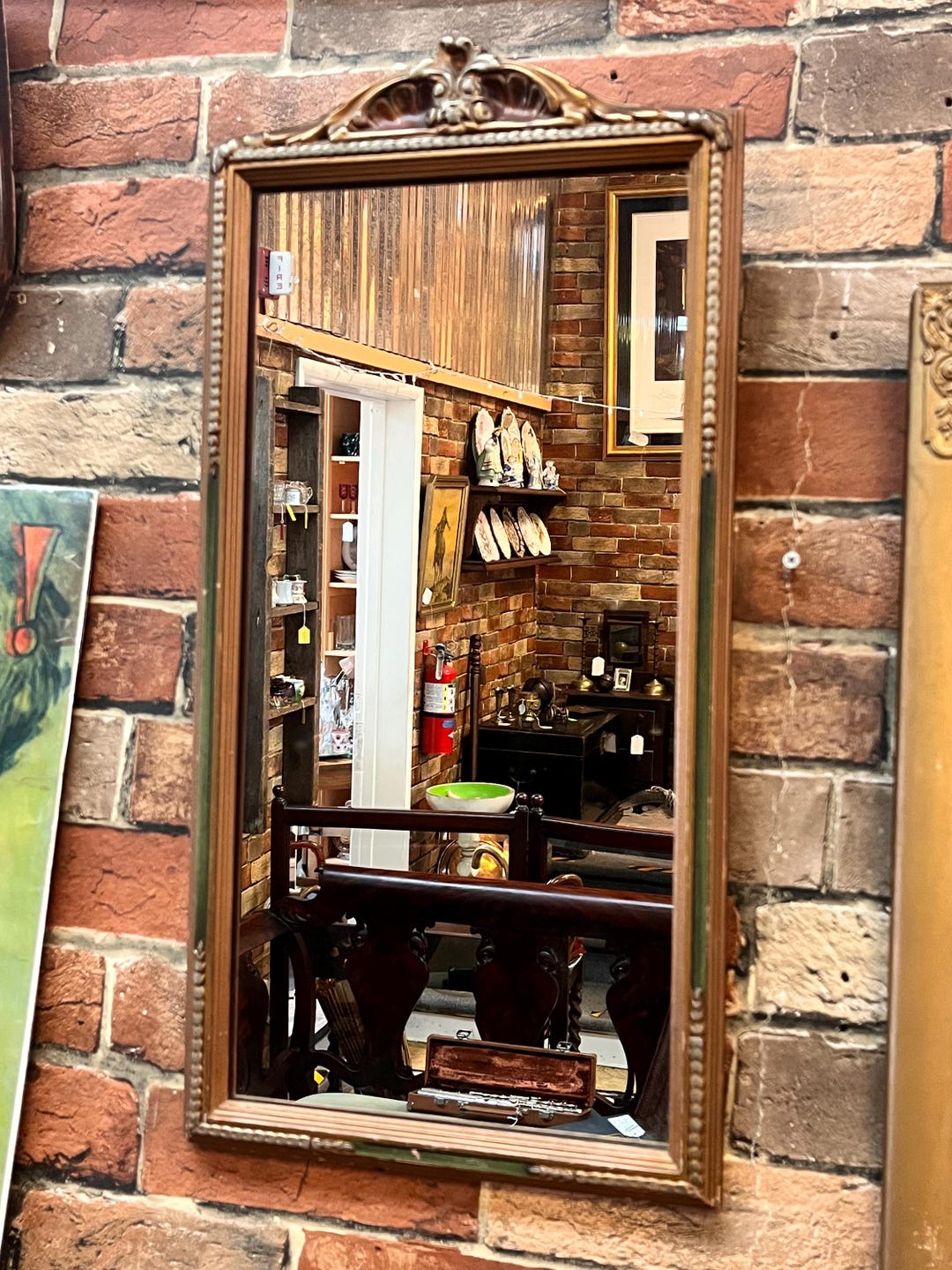 Mirror, Pie Crust Frame, Hand Painted Gold/green, C. 1920s - Etsy