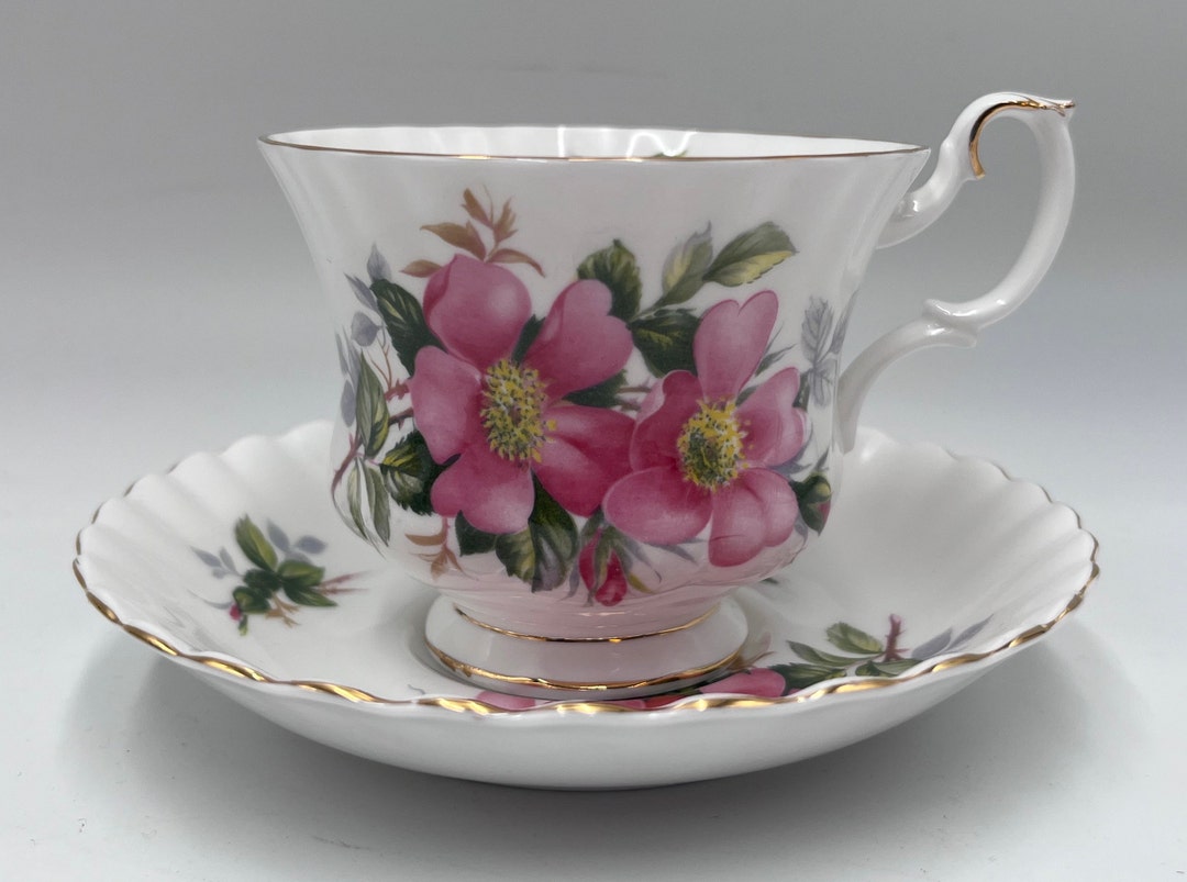 Cup and Saucer, Royal Albert, Prairie Rose Pattern, Bone China, England ...