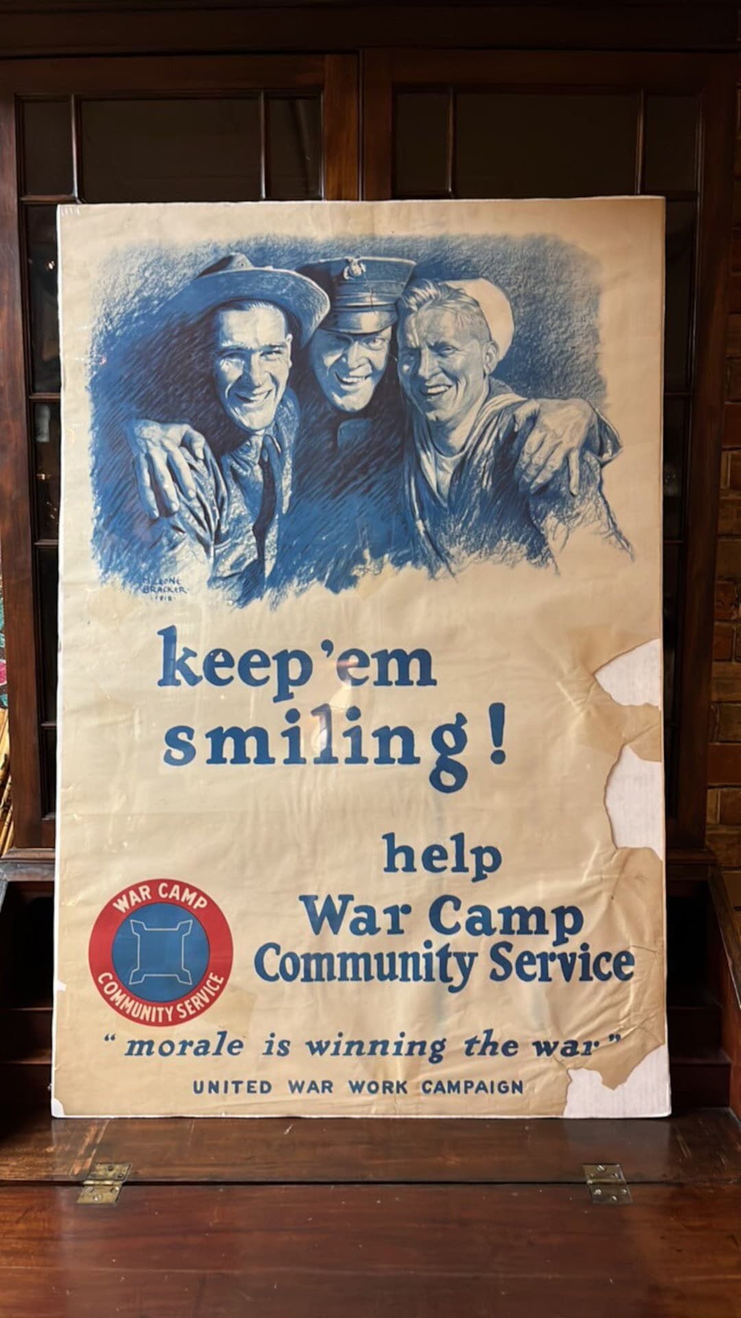 WWI Poster, "keep 'em Smiling, Help War Camp Community Service, Moral ...