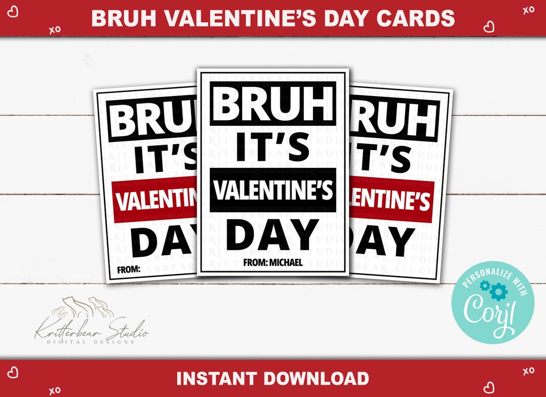BRUH Kids Valentine Cards: School Class Exchange Valentines Slang Tags ...