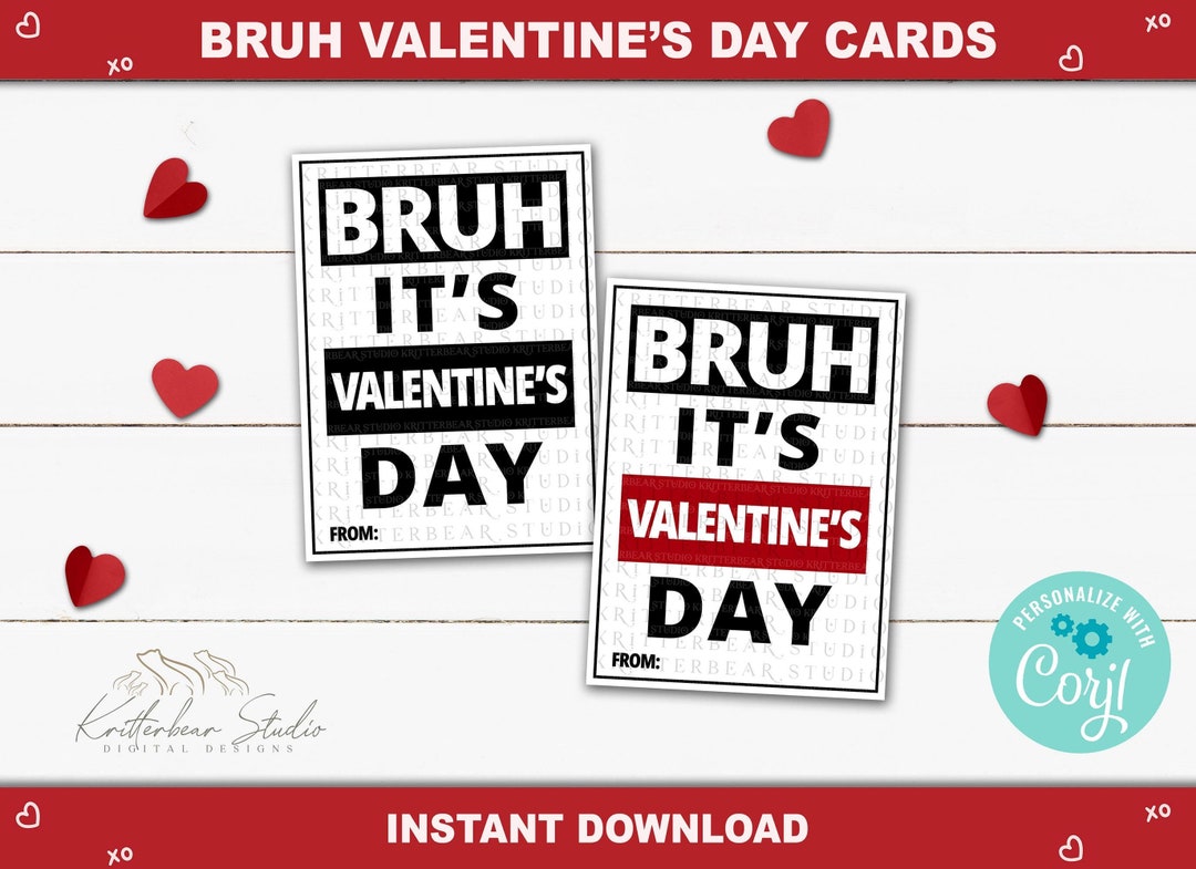 BRUH Valentine Cards for Kids - School Classroom Valentine Exchange ...