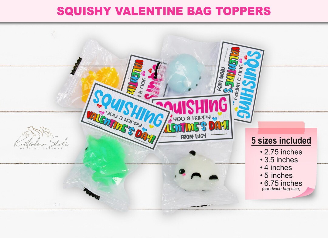 Squishy Valentine Bag Topper Cards: School Class Exchange Valentine's ...