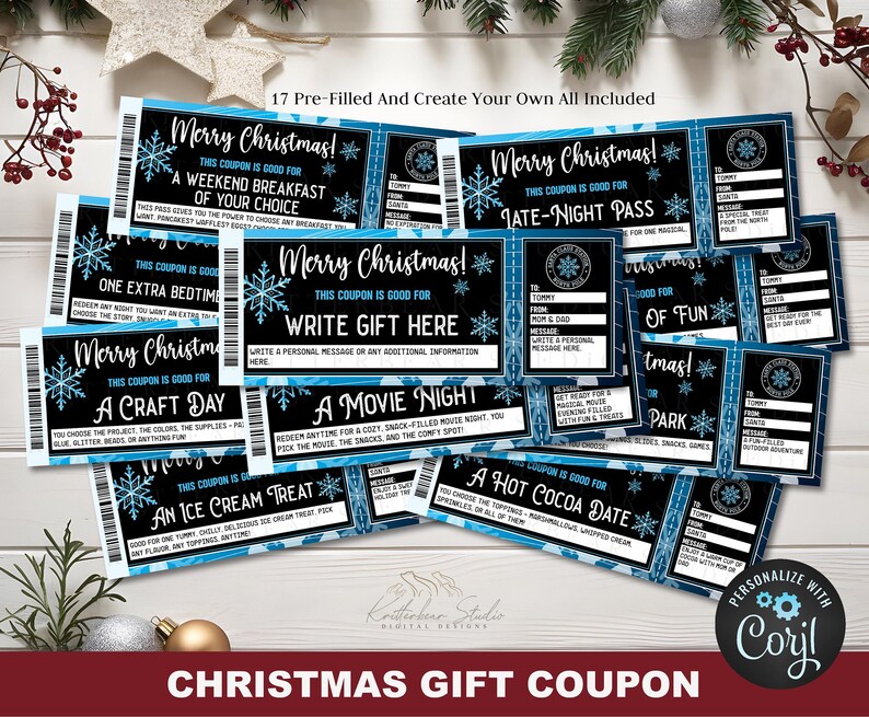 Christmas Coupons: Printable Gift Certificate - Editable Template ...