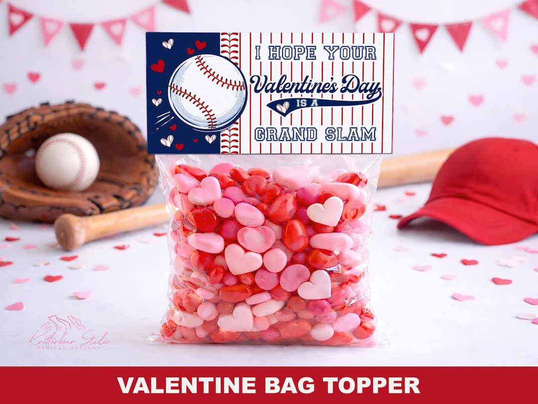 Baseball Valentine Bag Topper Printable for Kids | Sports Classroom ...