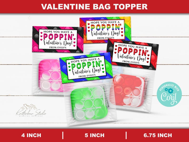 Pop It Valentine Bag Topper Cards: Kids Poppin School Exchange ...