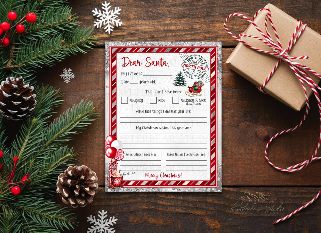 Letter to Santa | Kids Christmas Wish List | Dear Santa | Printable ...