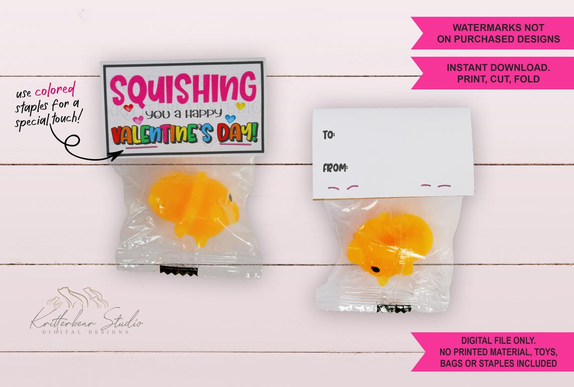 Squishy Valentine Bag Topper Cards: School Class Exchange Valentine's ...