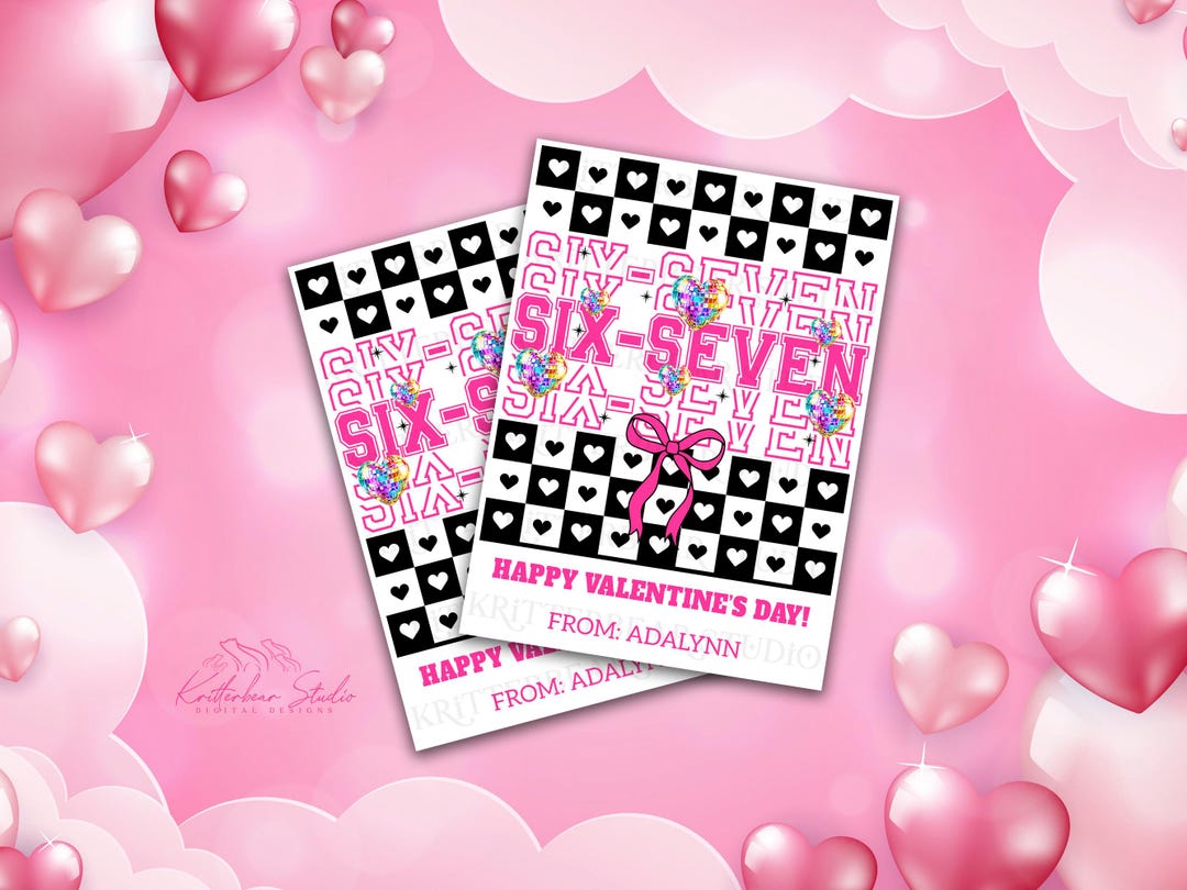 Printable Kids Valentines Cards for Girls – "67" Checkered Heart ...