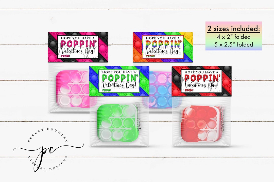 Pop-it Valentine Bag Topper Printable Cards Popit Boy Girl School ...