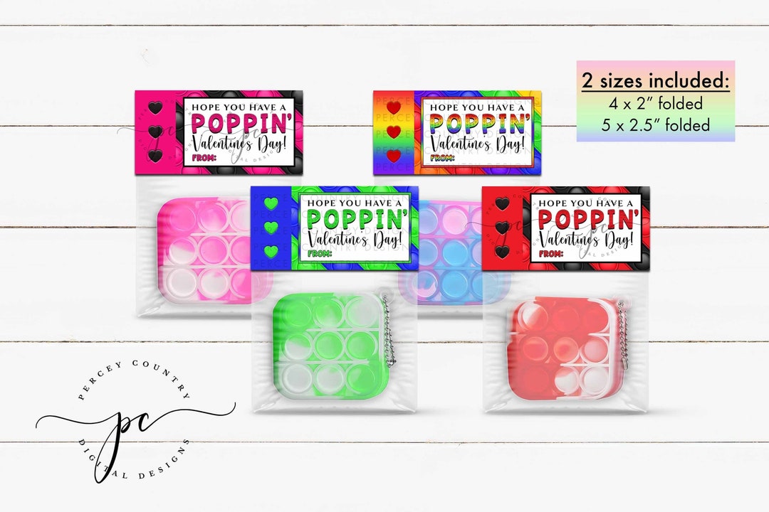 Pop-it Valentine Bag Topper Printable Cards Popit Boy Girl School ...