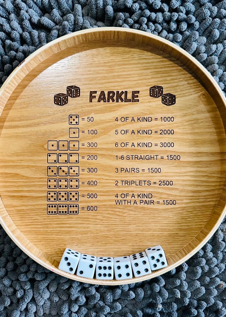 Laser Engraved Farkle Dice Game Set Farkle Game Board Farkle Tray - Etsy