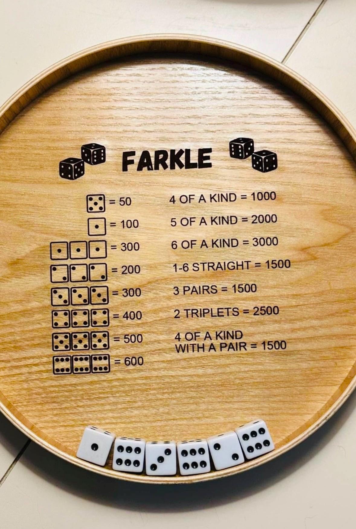 Laser Engraved Farkle Dice Game Set Farkle Game Board Farkle Tray - Etsy
