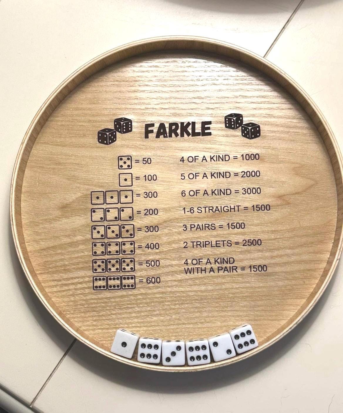 Laser Engraved Farkle Dice Game Set Farkle Game Board Farkle Tray - Etsy