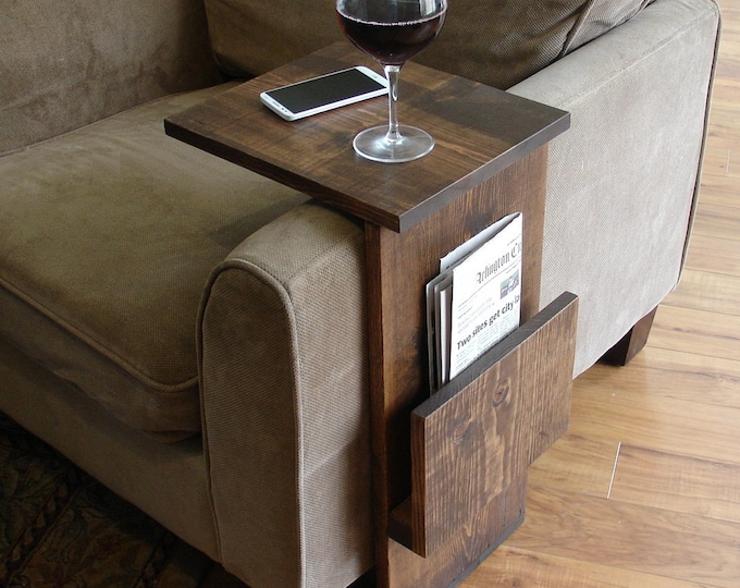 Sofa Chair Arm Rest Tray Table Stand With Side Storage Slot for ...