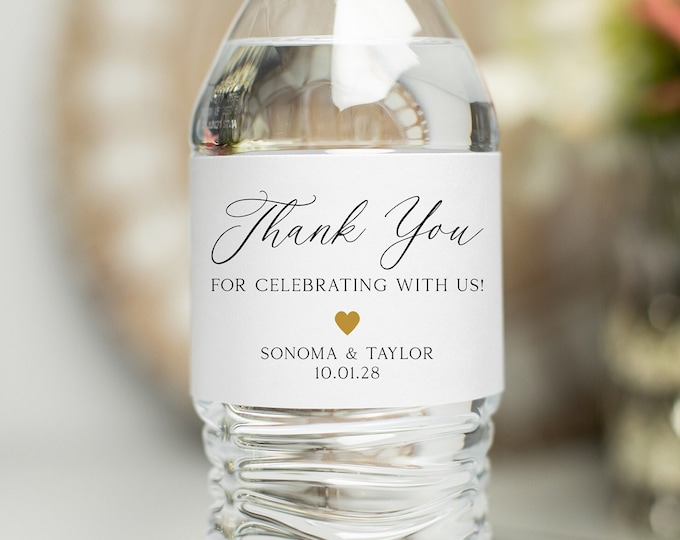 Water Bottle Label Wedding Thank You Custom Water Bottle Label Water ...