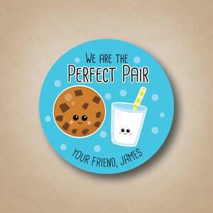 Valentines Stickers the Perfect Pair Stickers Milk and Cookies Stickers ...