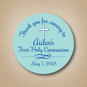 Boys First Communion Stickers Blue First Holy Communion Favor Stickers ...