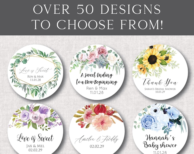 Let Love Grow Stickers Succulent Wedding Favor Stickers, Greenery ...