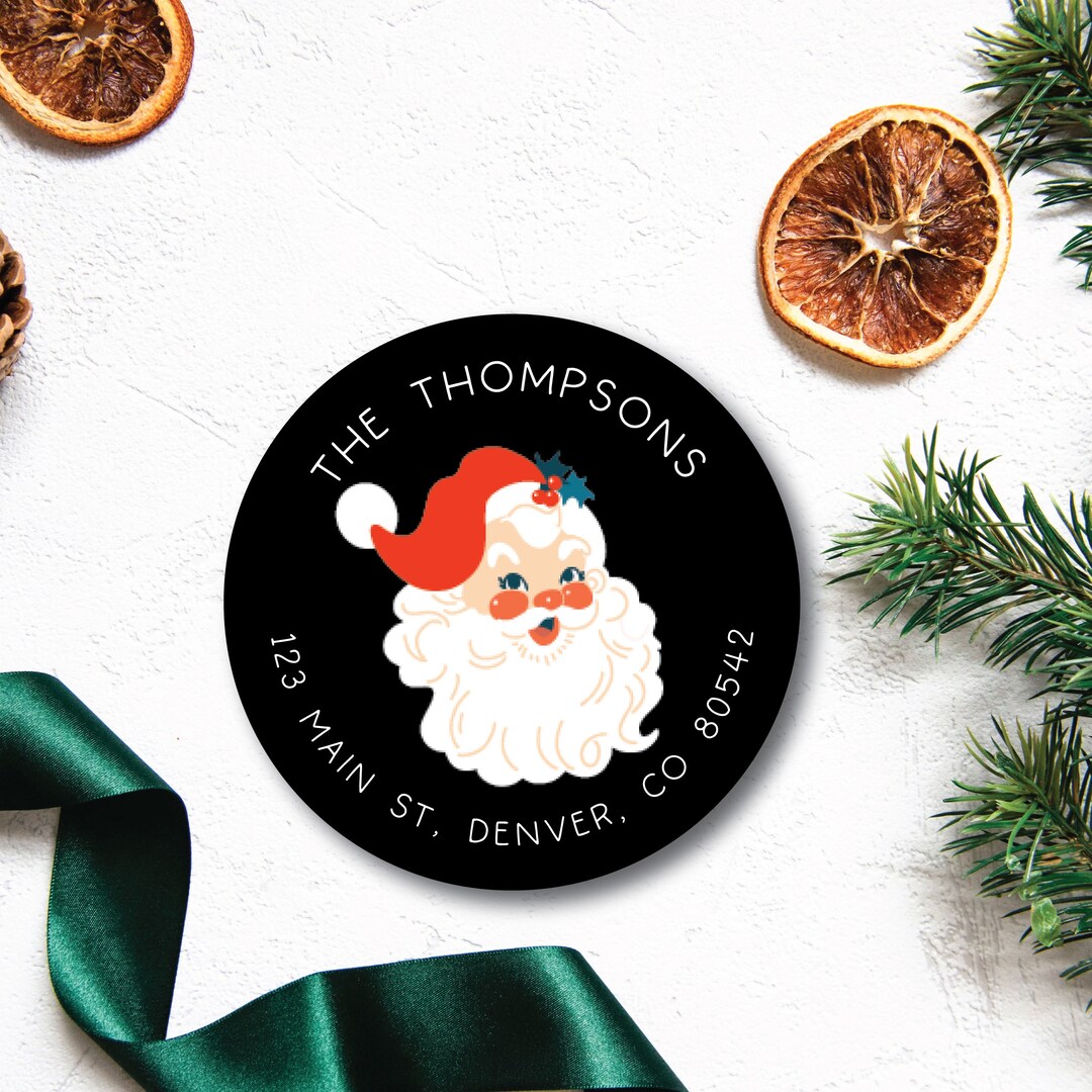 Christmas Address Label - Vintage Santa Address Label, Holiday Address ...