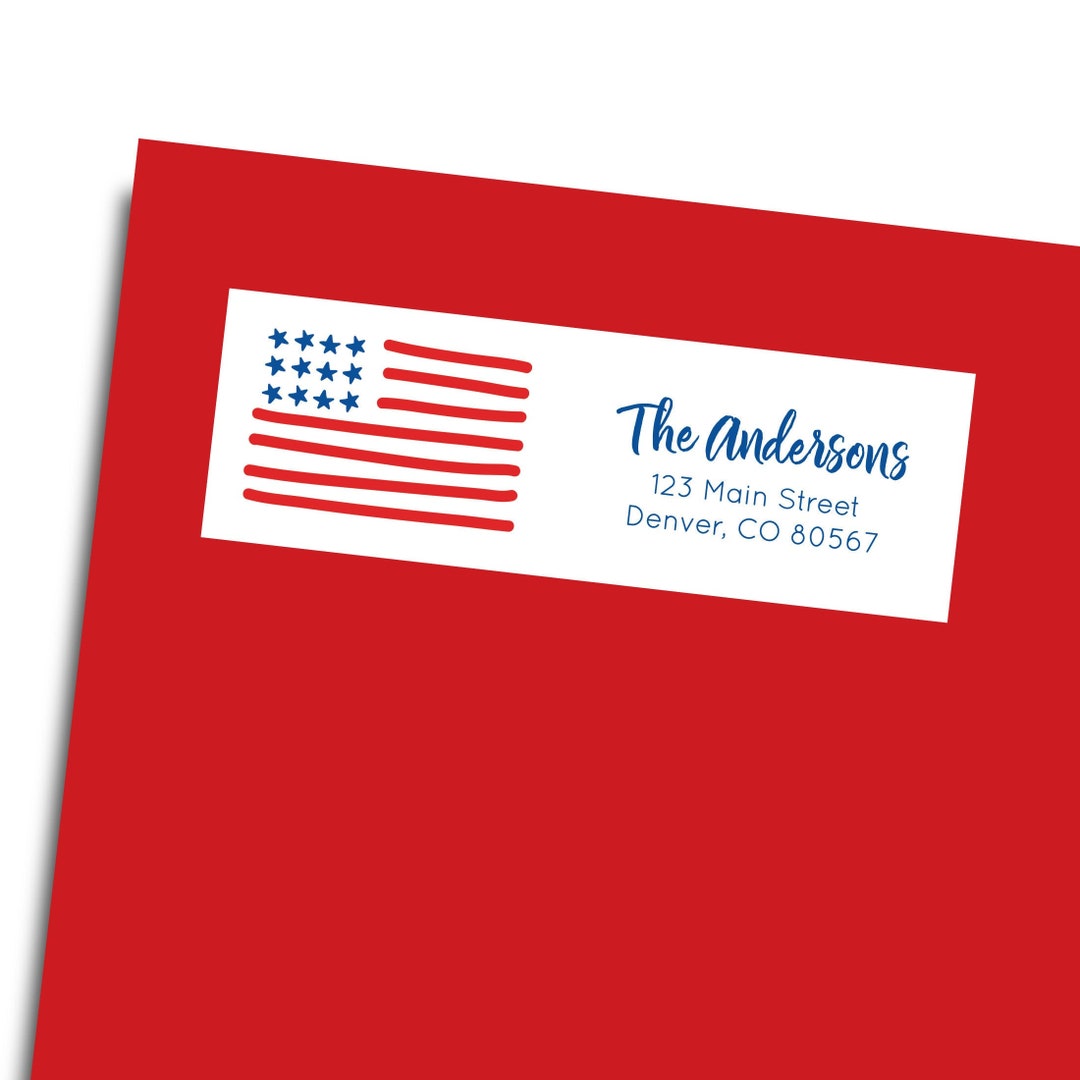 Return Address Labels American Flag Address Labels Patriotic Address ...