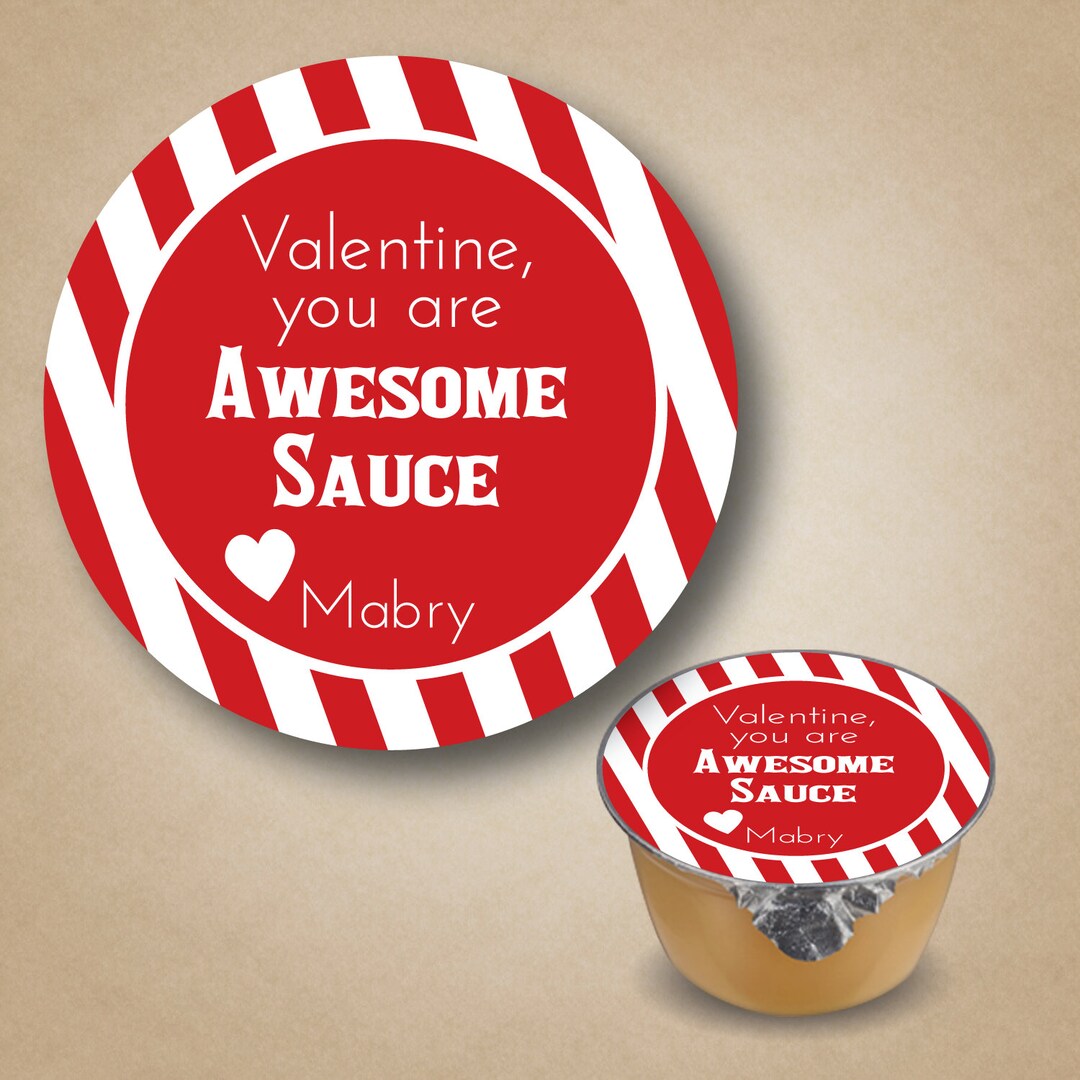 Valentine Stickers Awesome Sauce Stickers Kids Valentine Labels ...