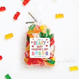 Kids Classroom Valentine Stickers - Gummy Bear Fruit Snack Valentine ...
