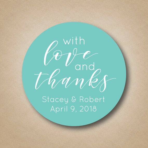 With Love and Thanks Stickers Wedding Favor Stickers Custom Favor ...