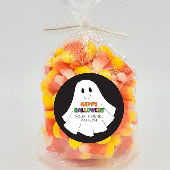Halloween Sticker - Happy Ghost Sticker, Kids Halloween Sticker ...