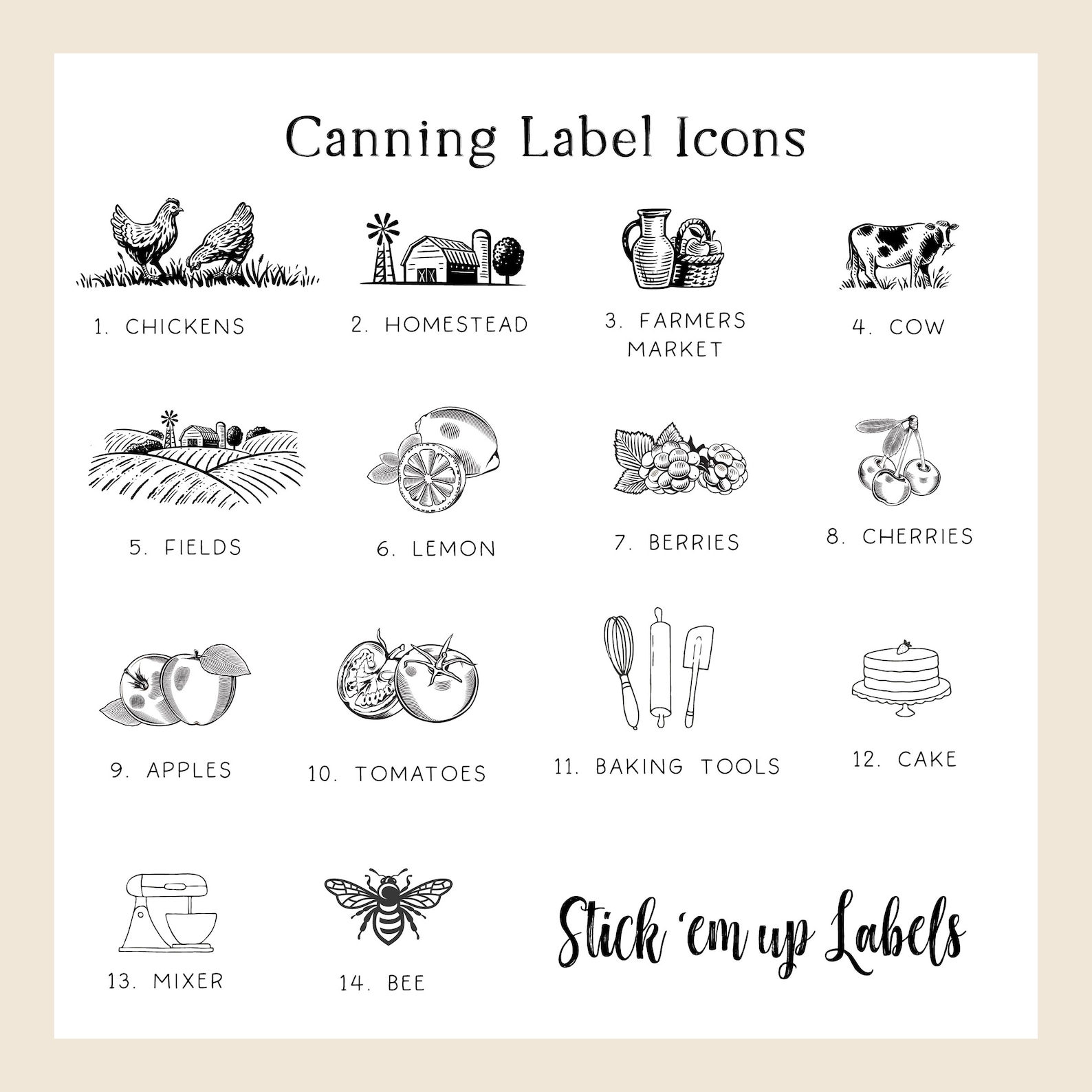 Farmhouse Canning Labels - Farm Canning Labels, Mason Jar Labels ...