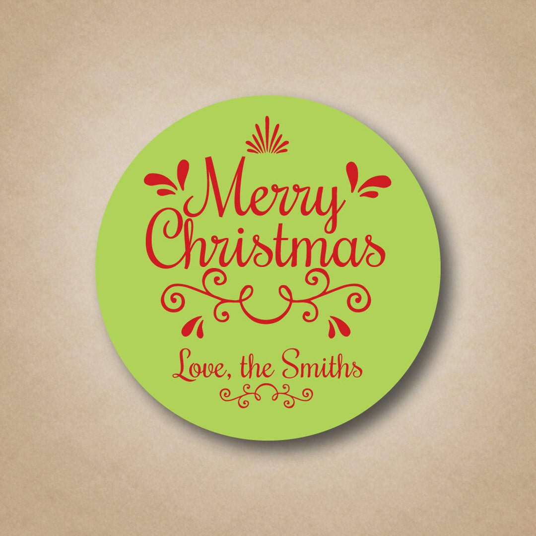 Rustic Christmas Stickers Green Holiday Labels Custom Christmas Gift ...