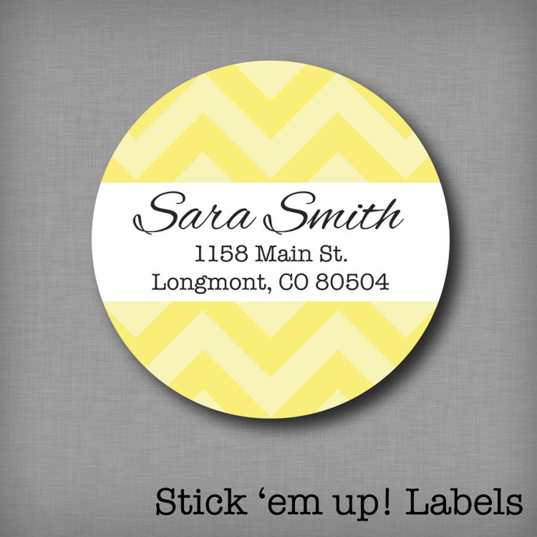 Return Address Labels, Personalized Round Address Stickers, Chevron ...