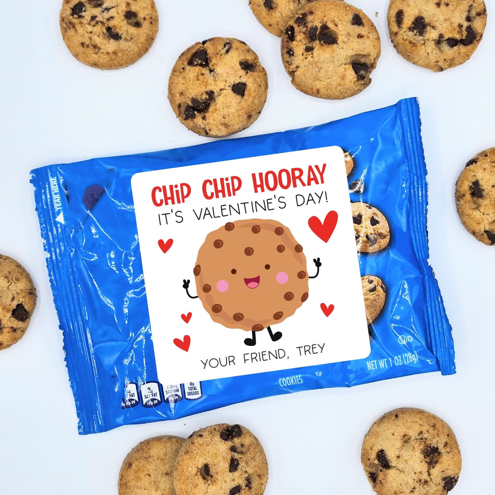 Classroom Valentine Stickers, Chip Chip Hooray, Kids Cookie Valentine ...