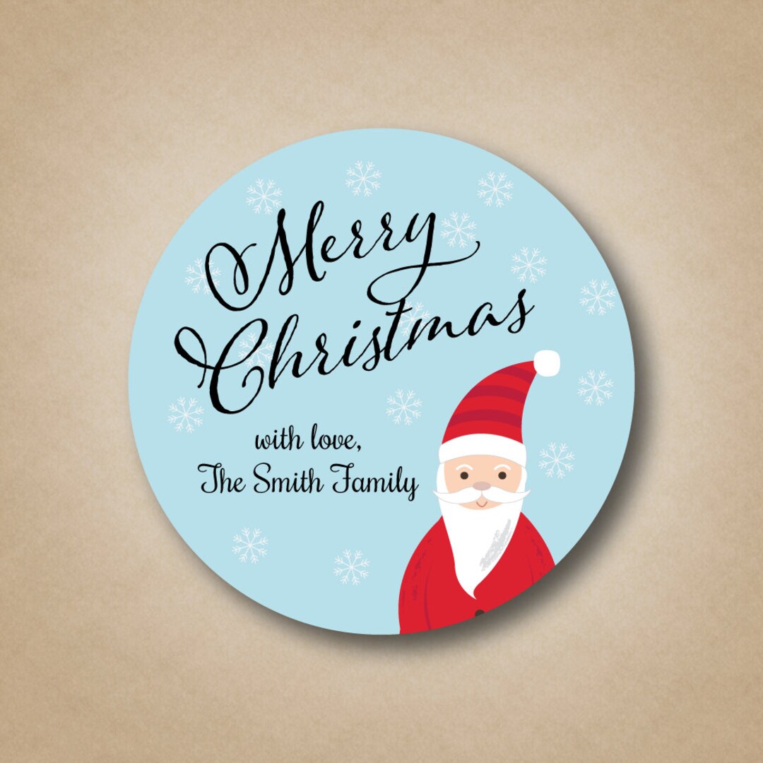 Rustic Christmas Stickers Primitive Santa Gift Labels Whimsical Holiday ...