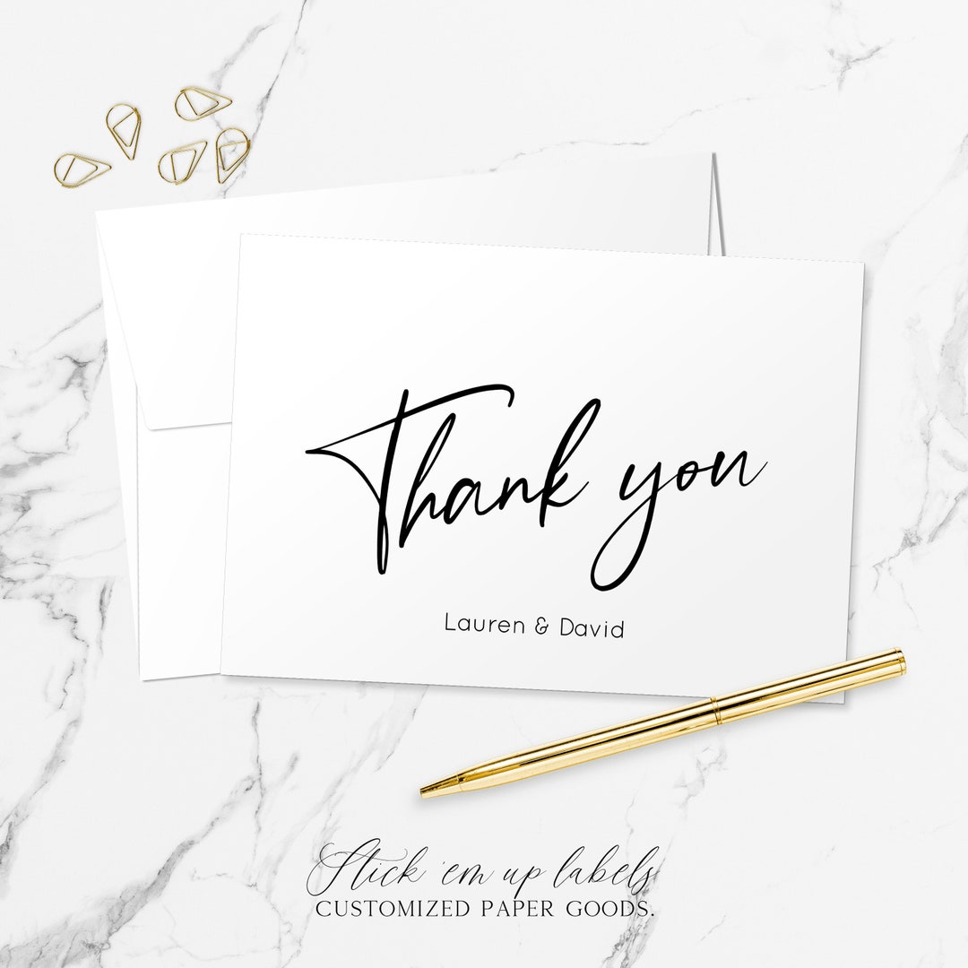 Set of Thank You Cards - Minimalist Personalized Note Cards With ...